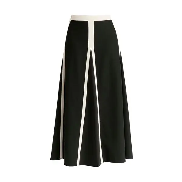 PAISIE Contrast Trim Maxi Skirt In Black And Beige - Beige/black