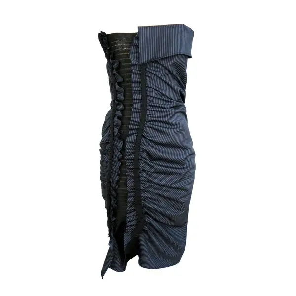 CCY CURRENCY Strapless Pinstripe Dress With Organic Cotton Intervention