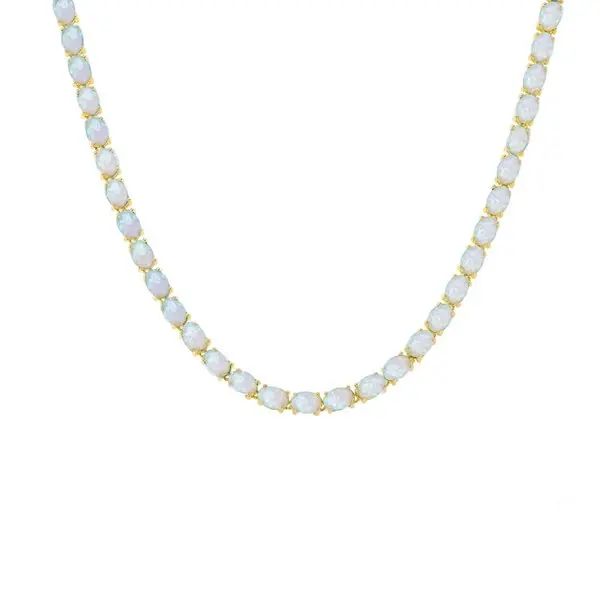 LA KAISER Baby Blue Opal Eternal Tennis Necklace - Gold