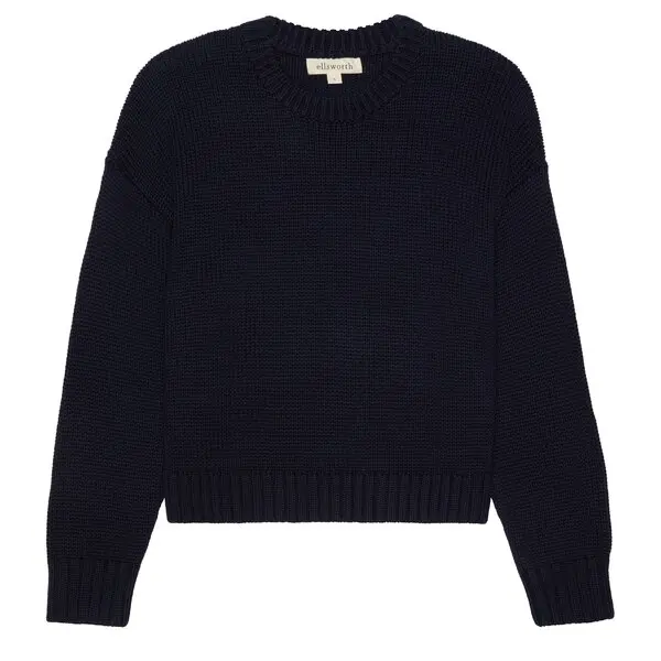 ELLSWORTH + IVEY Elena Crewneck Sweater Navy - Blue