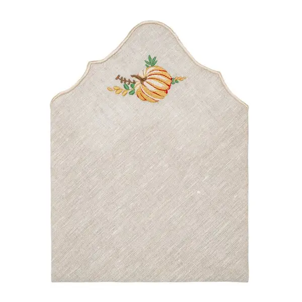 KM HOME COLLECTION Neutrals Set Of Two Pumpkin Embroidery Halloween Linen Napkin - Orange