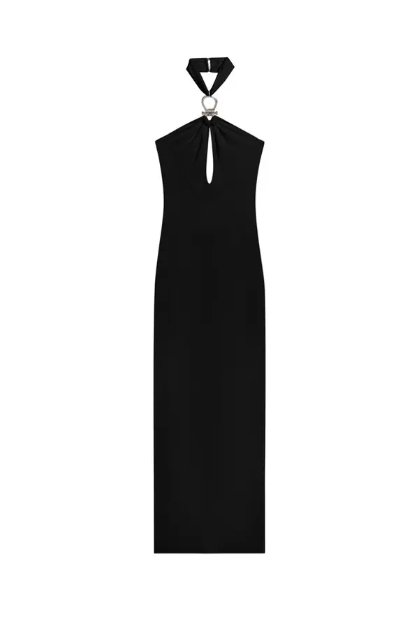 NOCTURNE Halterneck Cut-out Detail Embellished Maxi Dress