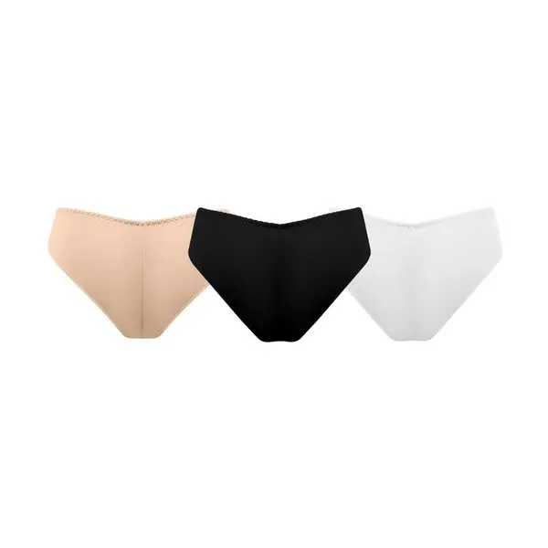 DARILY UNDERWEAR Black / White / Neutrals Set Microfiber Brazilian Panties - Black/white