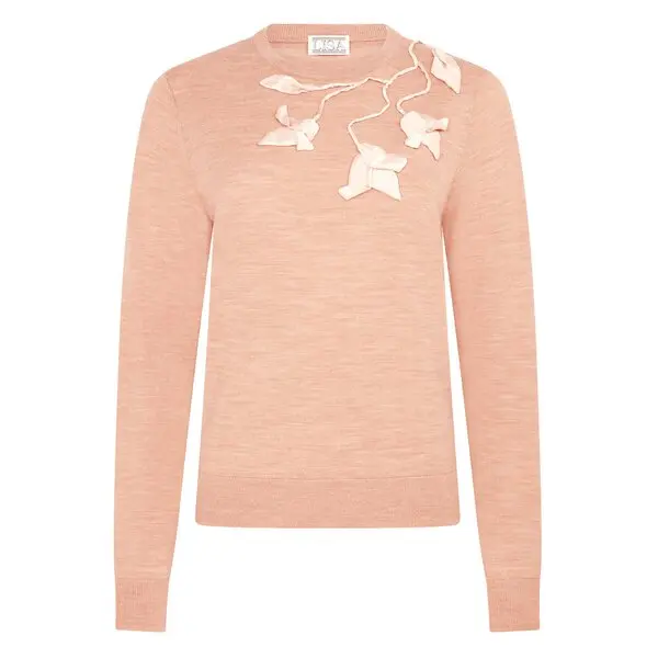 LISA THE LABEL Out There Magnolia Appliqué Sweater - Pink