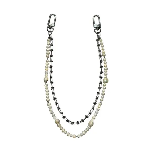 URBANE JEWELRY STUDIO Freshwater Pearl Pant & Bag Chain - White
