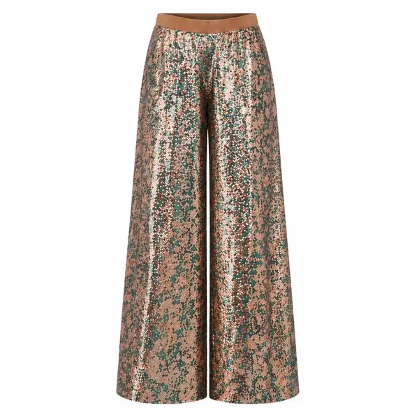 LUMINA ELIGMA Ember Flare Sequin Pants Emerald - Green