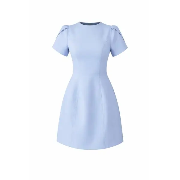 GIRL IN MIND Ami Tulip Sleeve High Neck Mini Dress Sky - Blue