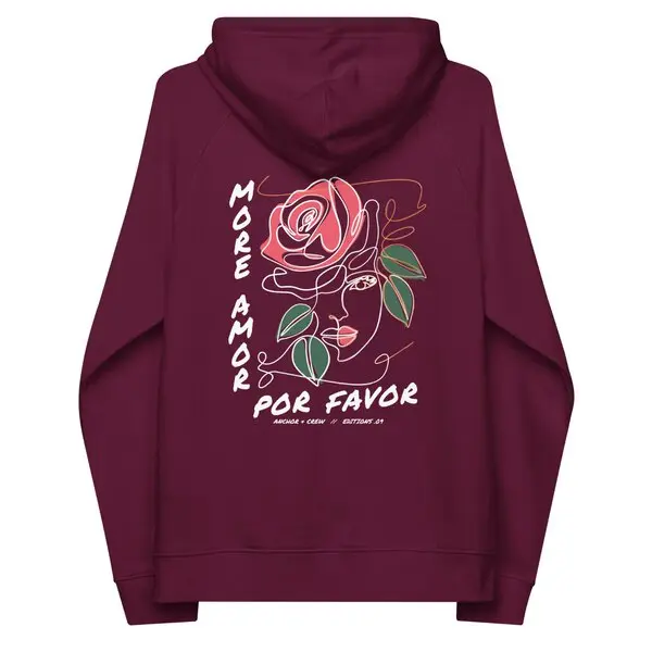 ANCHOR & CREW Burgundy Nine More Amor Por Favor Editions Organic Cotton Hoodie - Red