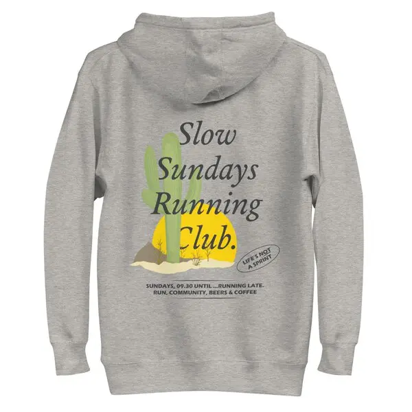 ANCHOR & CREW Heather Cactus Slow Sundays Running Club Cotton Blend Hoodie - Grey