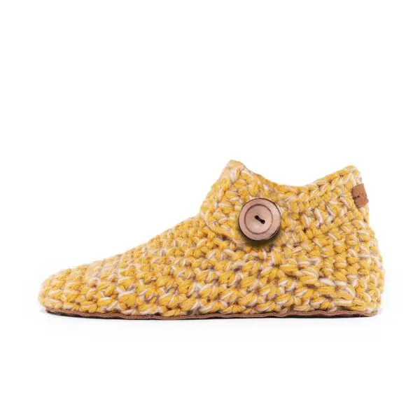 KINGDOM OF WOW Handmade Ankle Boot Wool Slippers For & In Butterscotch - Yellow