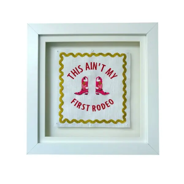 LILLY LOVES This Ain't My First Rodeo Stitched Artwork - Red