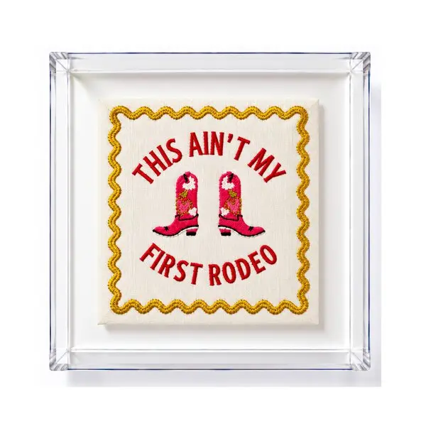 LILLY LOVES This Ain't My First Rodeo Stitched Artwork - Red