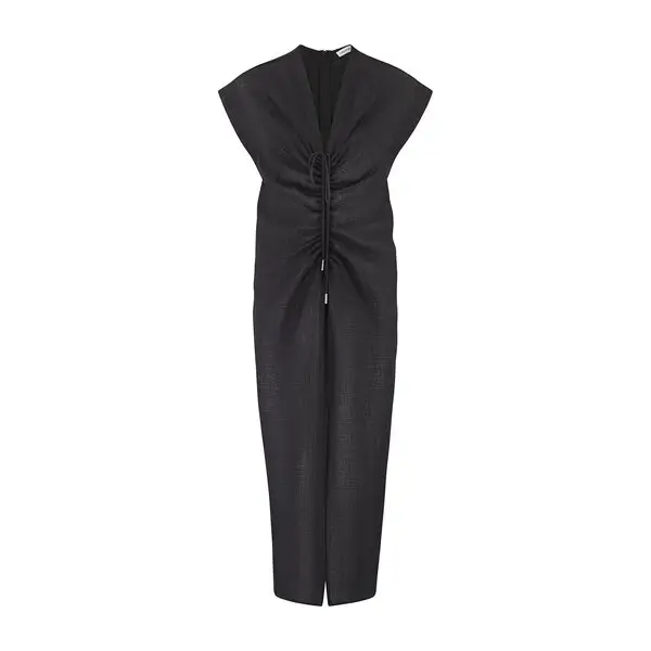 THE SUMMER EDIT Remi Luxe Linen Drawstring Dress - Black
