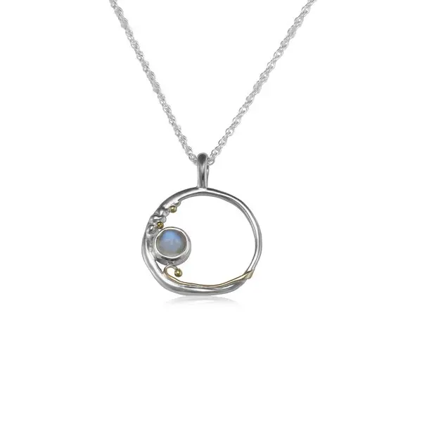 ISLA SILVER Round Rainbow Moonstone Necklace - Silver