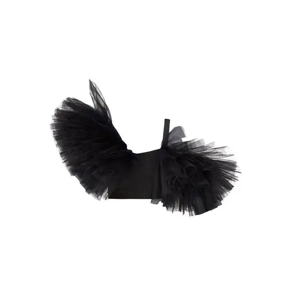 LIA ARAM Asymmetrical Tulle-trimed Bustier - Black