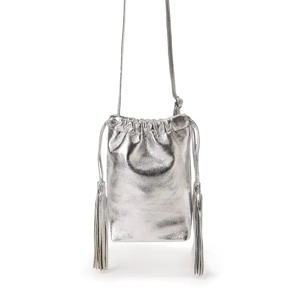 JUAN-JO Small Leather Purse Evening Pouch - Silver