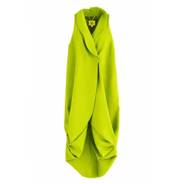 JULIA ALLERT Long Double Breasted Blazer Vest Lime - Green