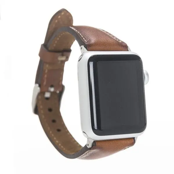 LEATHERE Leather Apple Watch Strap Classic Slim Orlando - Brown