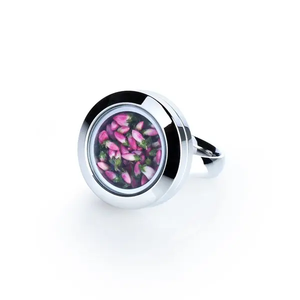 MY LITTLE NATURE Bohemian Flower Statet Ring With Natural Scottish Heather Blossoms – Handmade Floral Jewelry - Silver