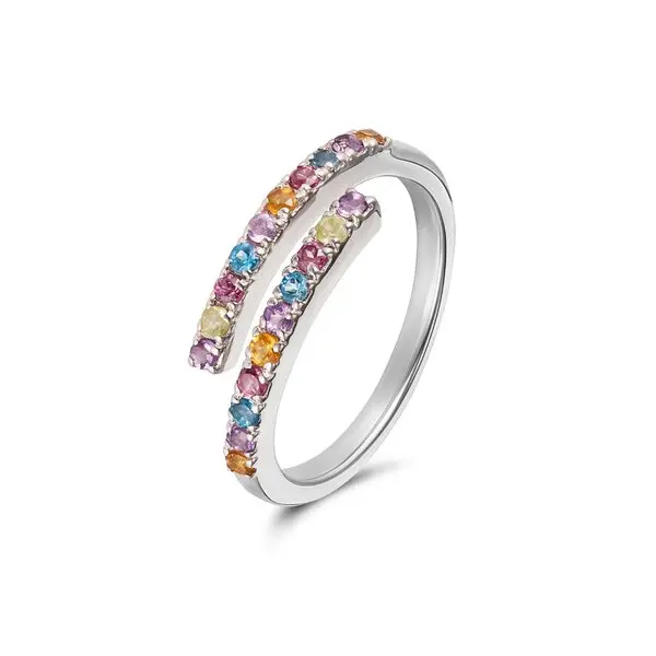 KAIZARIN Open Multi-colour Ring In With Semi Precious Stones - Silver