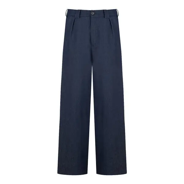 GUNDA HAFNER LTD Navy Denim Cotton Wide Leg Trousers