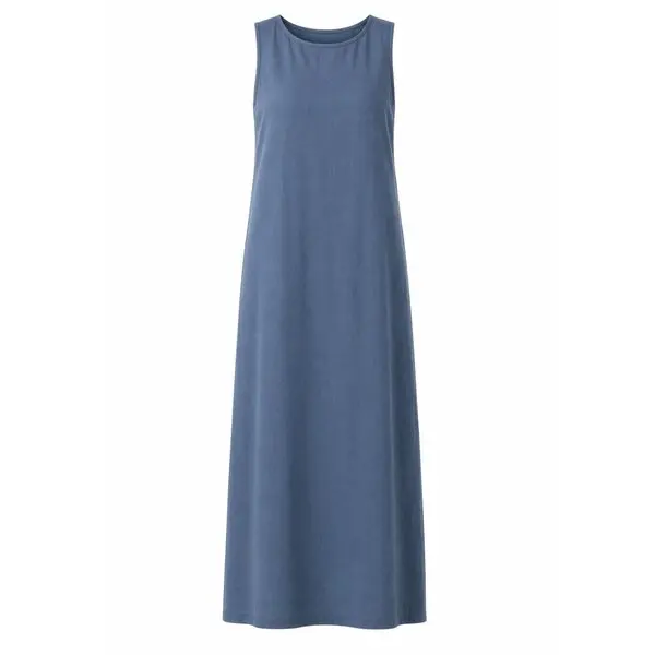 NIKKA PLACE Minimalist Summer Linen Dress In Slate Color - Blue