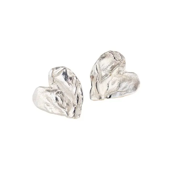 POSH TOTTY DESIGNS Fortune Heart Stud Earrings - Silver
