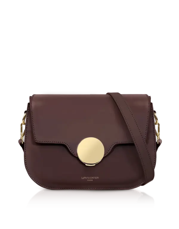 LE PARMENTIER San Pedro Leather Shoulder Bag Wine Color - Red