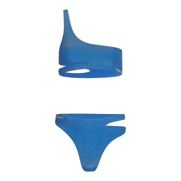 HAUS OF MCLEES Reversible Ace Bikini Set In Royal Shine & Non-shine - Blue