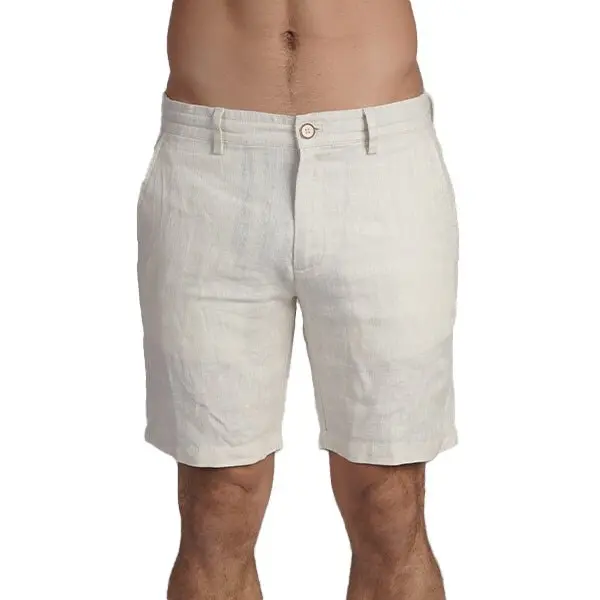 EIGHT X Neutrals 100% Linen Slim Fit Shorts - Beige