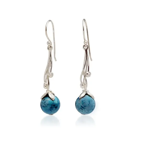 ISLA SILVER Blue / Silver Blue Chalcedony Silver Drop Earrings