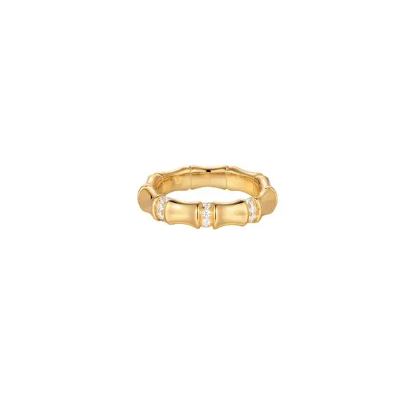 VANCHI Bamboo Chunky Crystal Ring - Gold