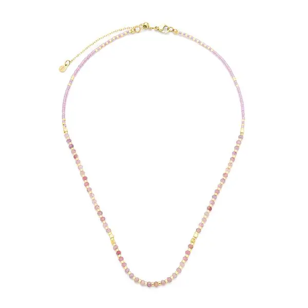 KAMARIA Lumira Mini Gemstone Necklace With Miyuki Beads Tourmaline - Pink