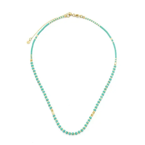 KAMARIA Lumira Mini Gemstone Necklace With Miyuki Beads Turquoise - Blue
