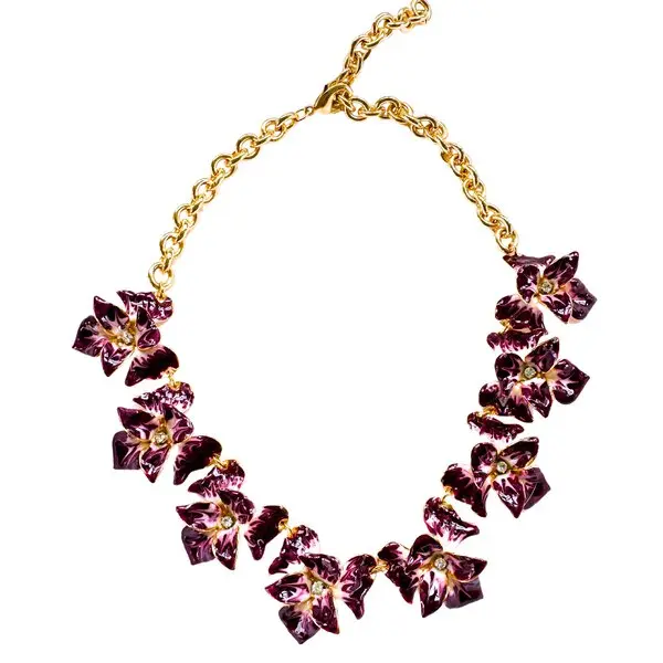 THE PINK REEF Orchid Necklace In Plum - Purple