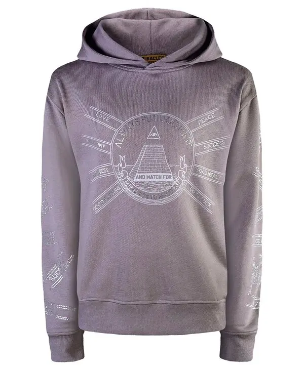 MIRACLES MANIFESTER God First Affirmation Hoodie With Rhinestone Design Truly Taupe - Grey