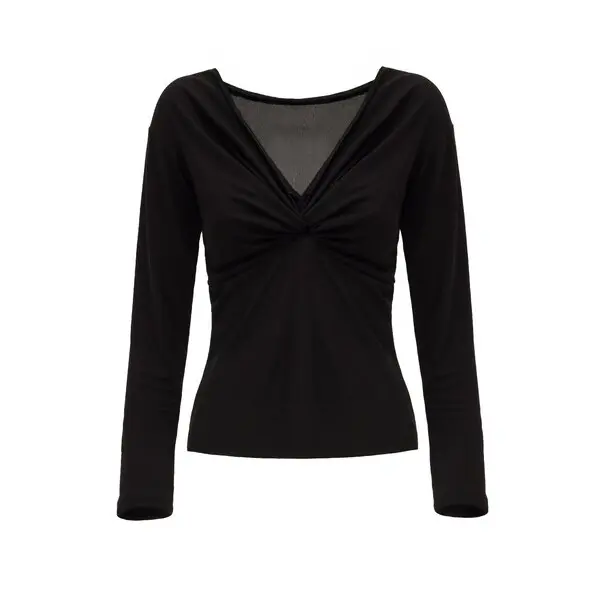 GEORGETTE Noir Veil Top - Black