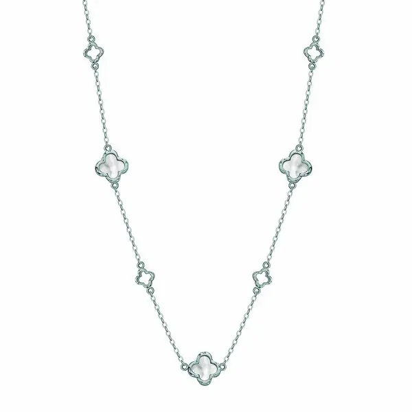 SHADED THE LABEL Fiadh Pearl Clover Necklace - Silver