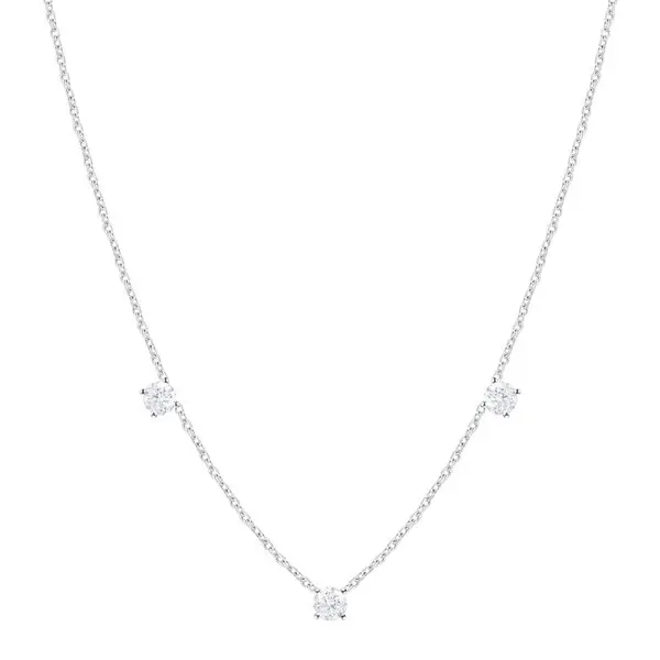 DYAMKA Three Diamonds Necklace White Gold - Silver