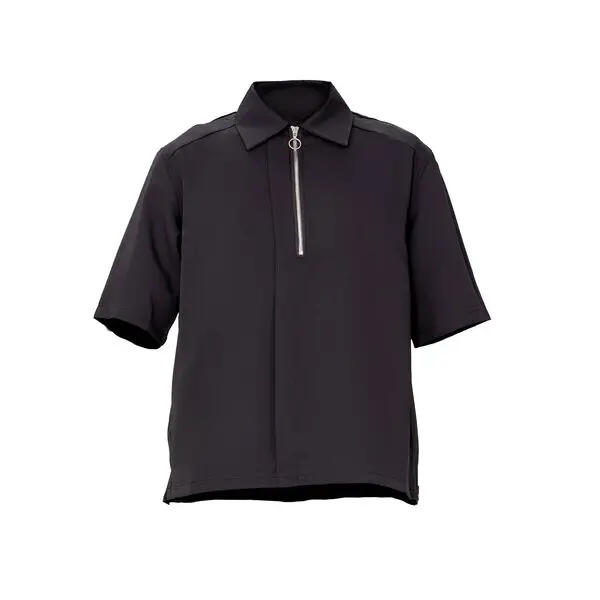 SMART AND JOY Zipper Collar T-shirt - Black