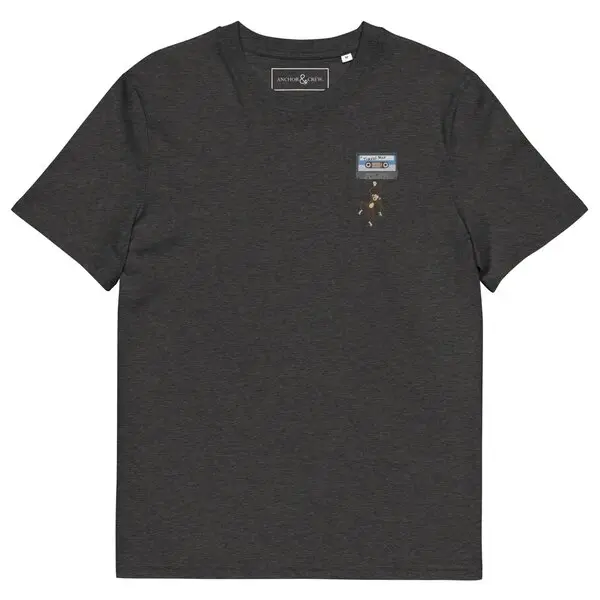 ANCHOR & CREW Heather Cassette Monkey Organic Cotton Embroidered T-shirt - Black