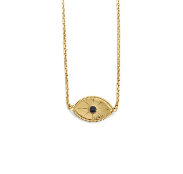 GEM ISLAND Gold / Blue L'oeil Necklace - Gold/blue