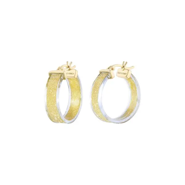 GOLD & HONEY Wide Glitter Hoop Earrings - Gold