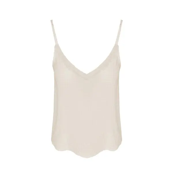 Haris Cotton Tank Top With Lace Trim In Textured Cotton - White