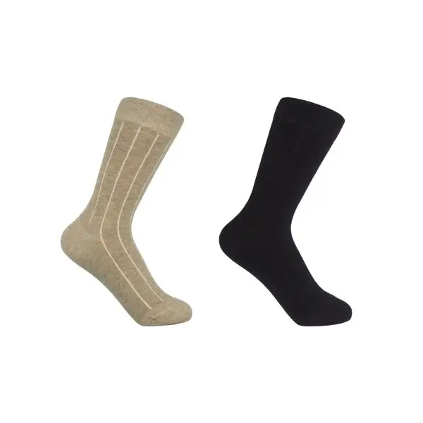PEPER HAROW - MADE IN ENGLAND S Two Pairs Cashmere Socks Bundle – Beige & Black - Beige/black