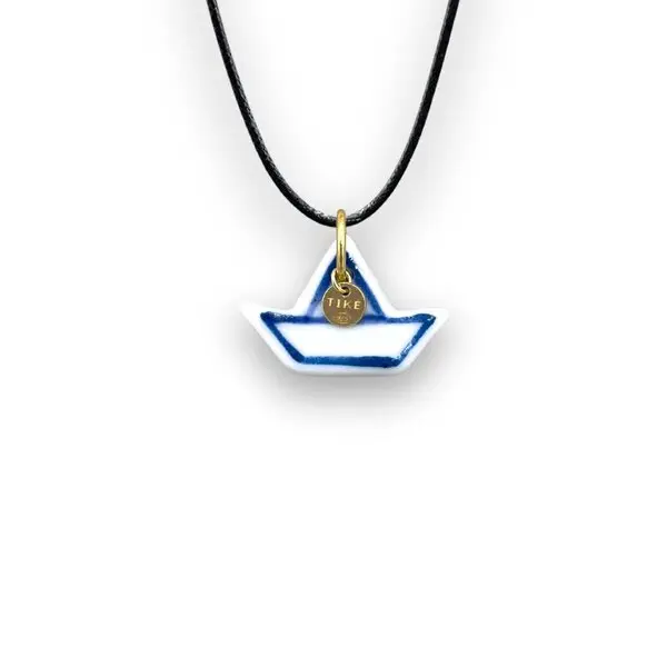 Tiké Jewels Paper Boat Porcelain Choker Necklace – Plated - Gold