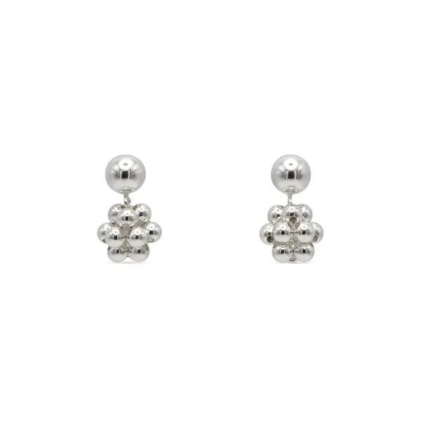 PAS DE MARQUE Sterling Beaded Earrings Cube Pendant - Silver