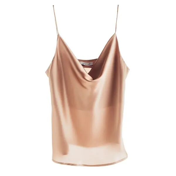 Mionè Silk Camisole Top With Draped Detail - Gold