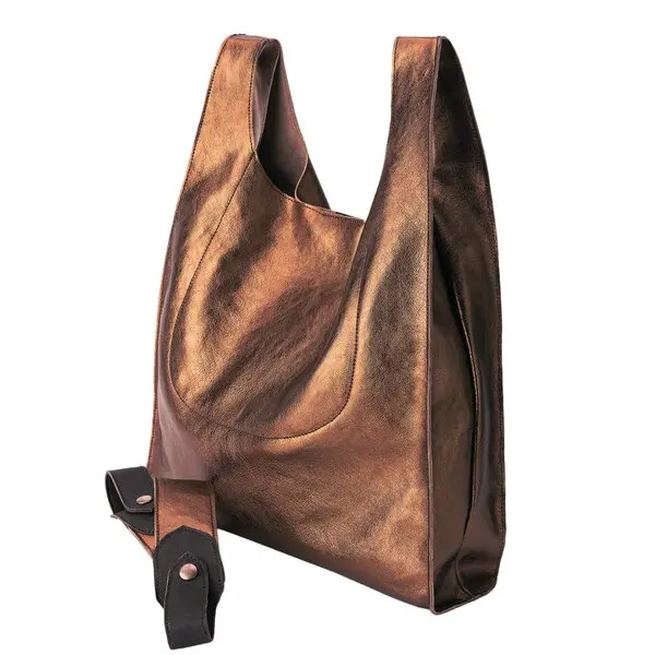 JUAN-JO Bronze Leather Shoulder Bag T-shirt - Brown