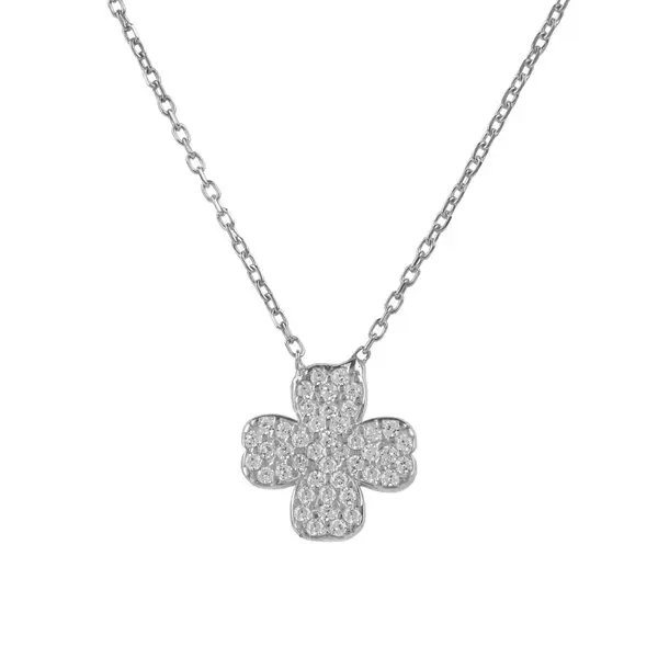 LATELITA Lucky Four Leaf Clover Necklace - Silver